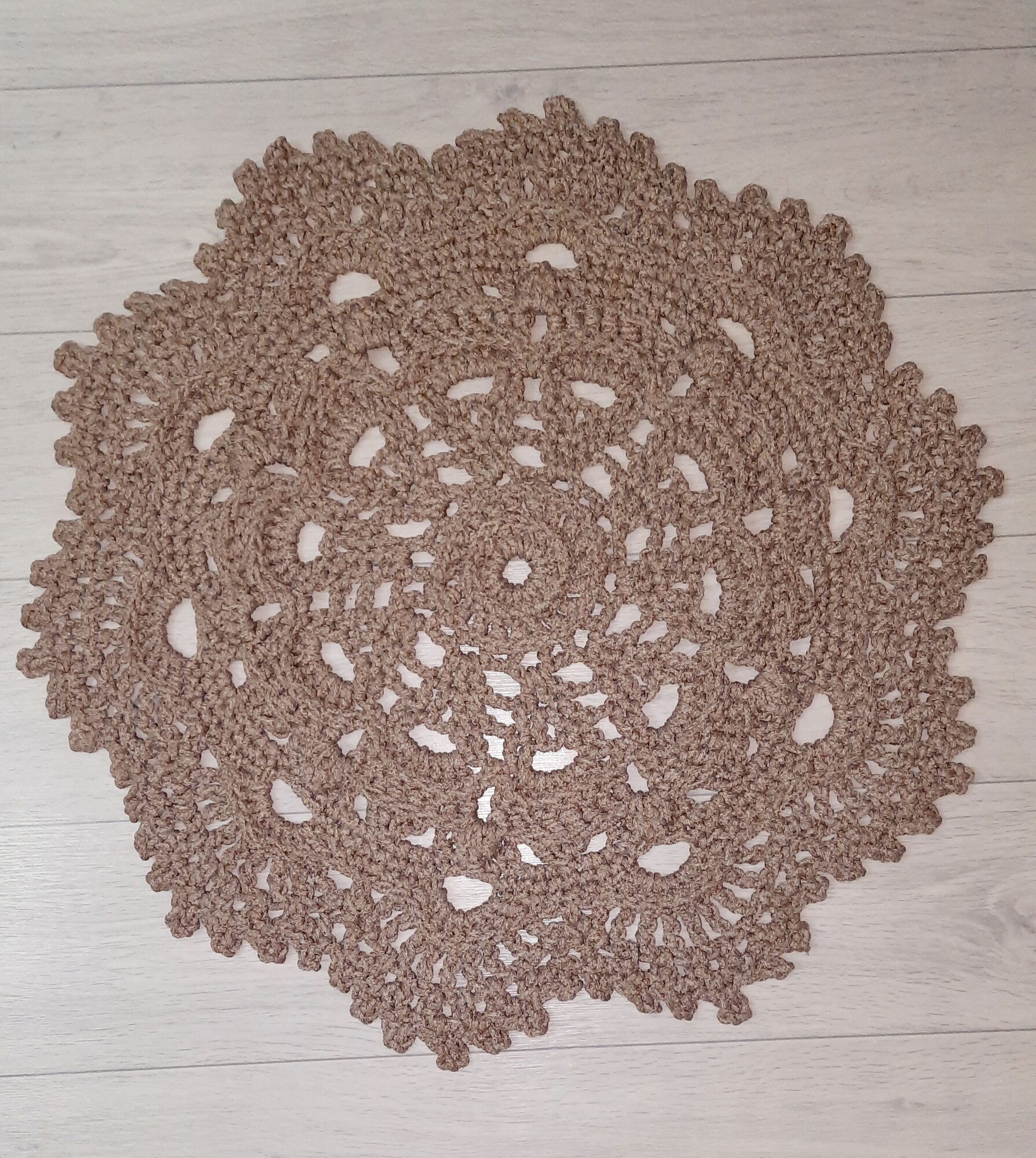 Ковер "Вязаный", ручной работы, полиэфирное волокно, 79х79 см, бежевый