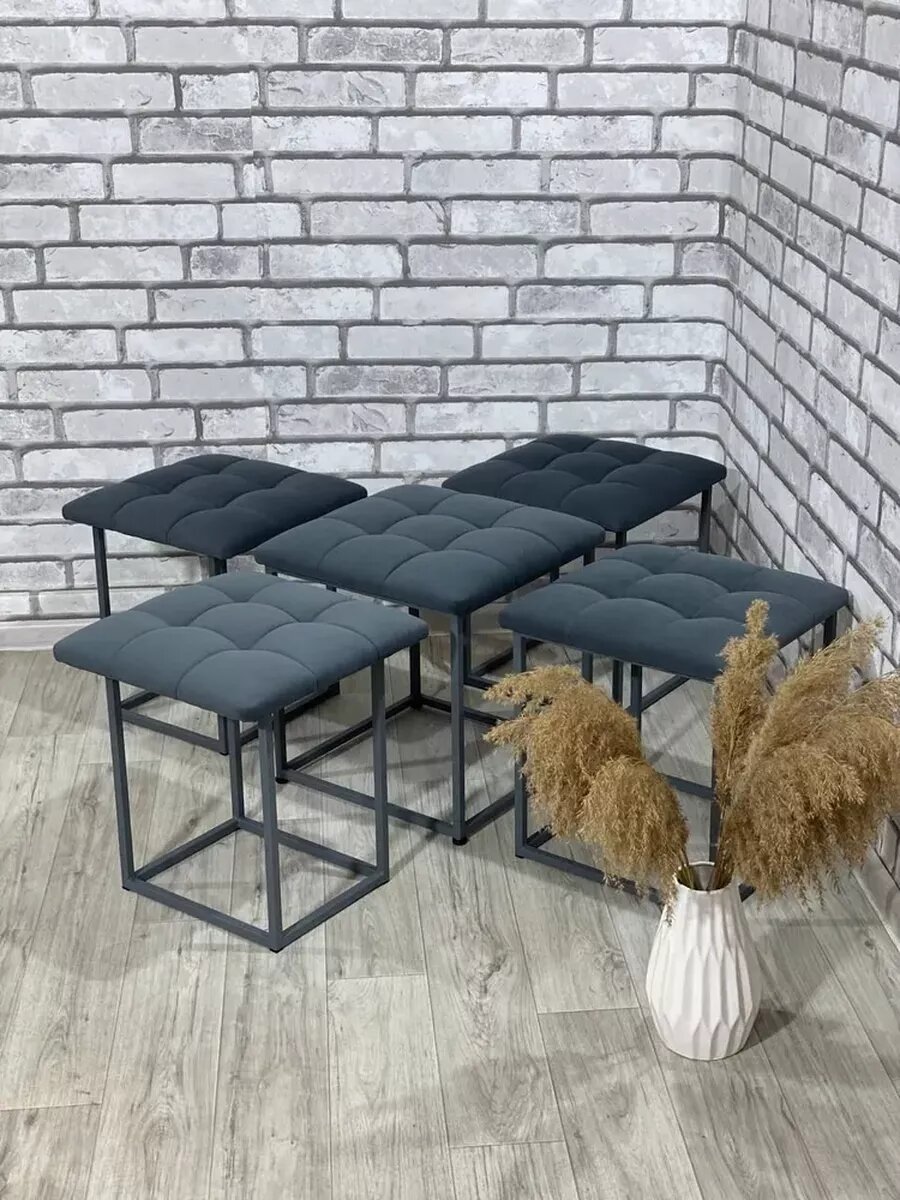 Пуф Puffmebel58 "Dream Grafit", квадратный, металлический каркас, поролоновый наполнитель