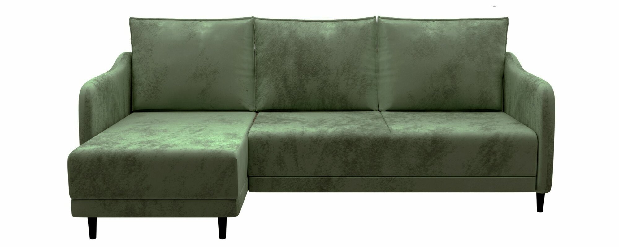 Угловой диван-кровать PUSHE раскладной Бьёрг, велюр, левый угол, зеленый Nebby 915