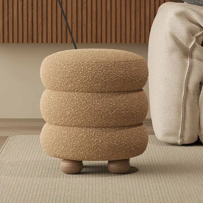 Пуф "Букле", овальный, искусственный овечий флис, 40см x 40см