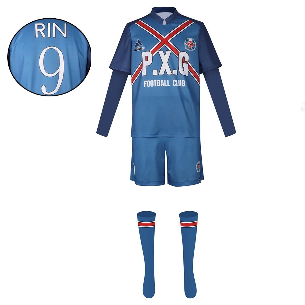 Blue Lock Rin Itoshi Косплей футболки P.X.G Синий, L, costume A