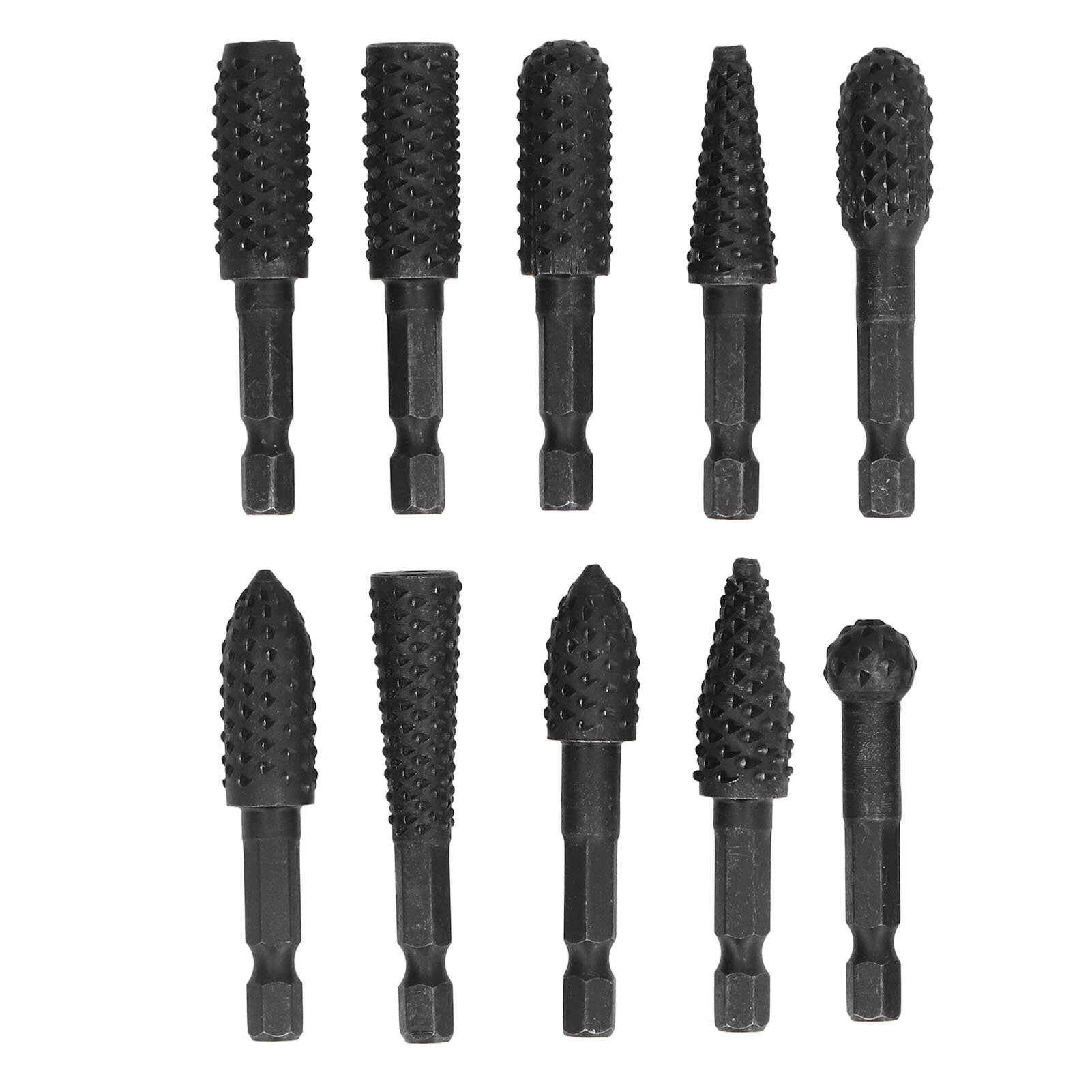 Набор из 10 сверл для деревообработки с шестигранным хвостовиком 1/4 дюйма, напильников для гравировки и вращающихся фрез.
