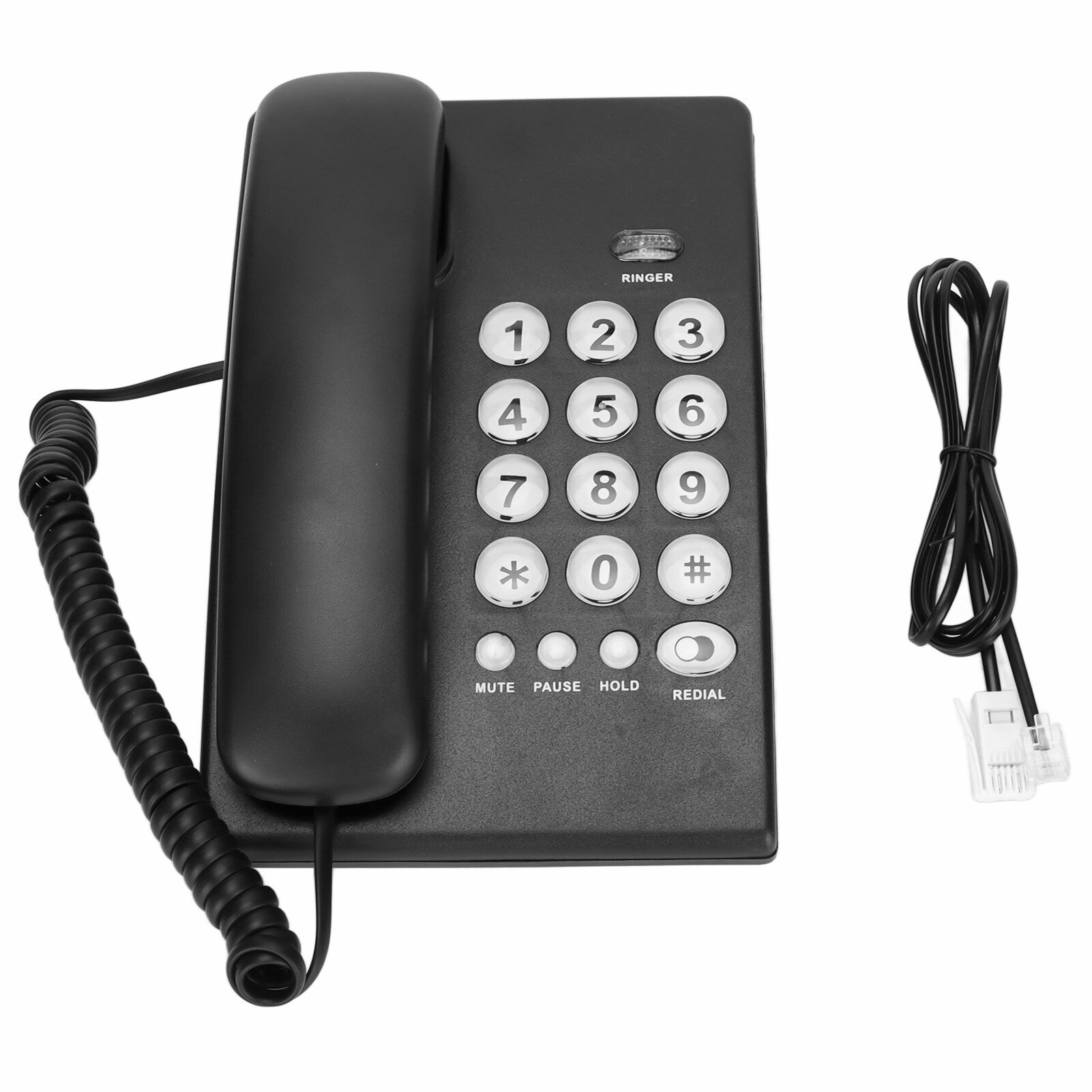 KXT504 Сингл -проводной телефонной телефон настольный телефон с большими пуговицами для Home Office Hotel (Black)