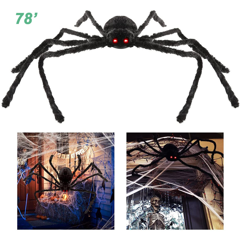 Гигантский паук для Хэллоуина, 200 см, регулируемая подвесная имитация паука для украшения дома и улицы на Хэллоуин