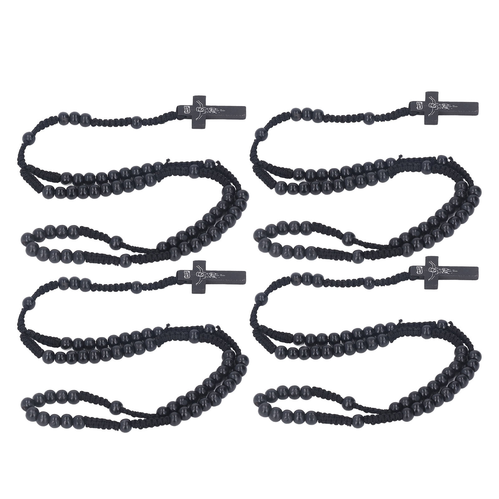 10 шт. деревянные четки с изображением Иисуса в католическом стиле унисекс, натуральные деревянные бусины, крест, четки, ожерелье, ювелирные изделия для мужчин и женщин, черные