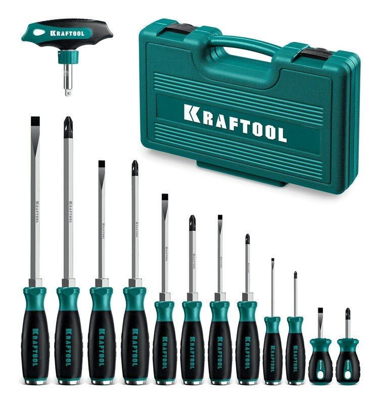 Набор отверток Kraftool 25035 IMPACT 13 предметов, сквозной стержень Cr-Mo, ударных