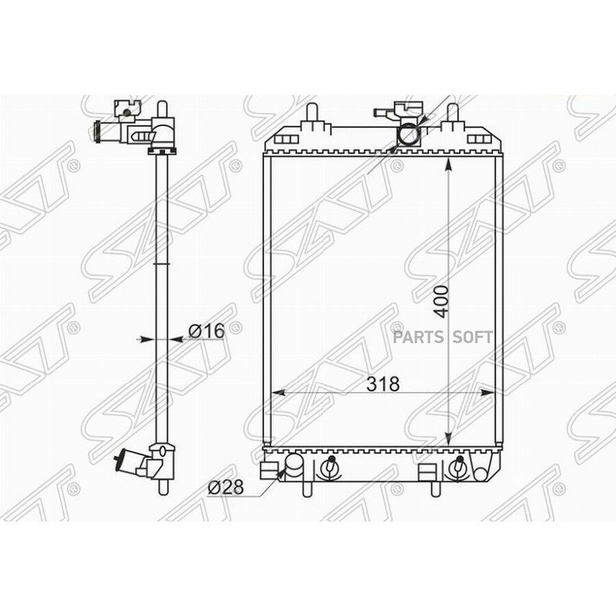 Радиатор DAIHATSU BOON 10-TOYOTA PASSO 10- KR TY0 от официального дистрибьютора, SAT, артикул TY00014