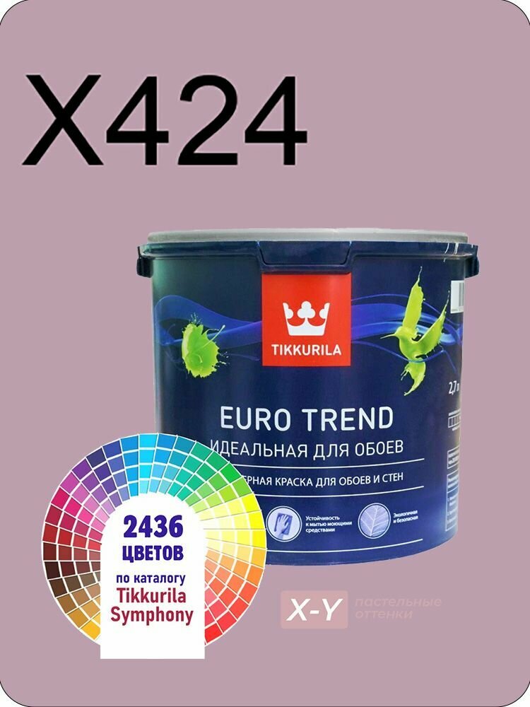 Краска для обоев Tikkurila Euro Trend 2,7л. пастельные оттенки X424