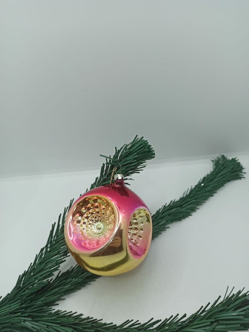 Елочная игрушка Шар прожектор винтажная советская, стекло, СССР