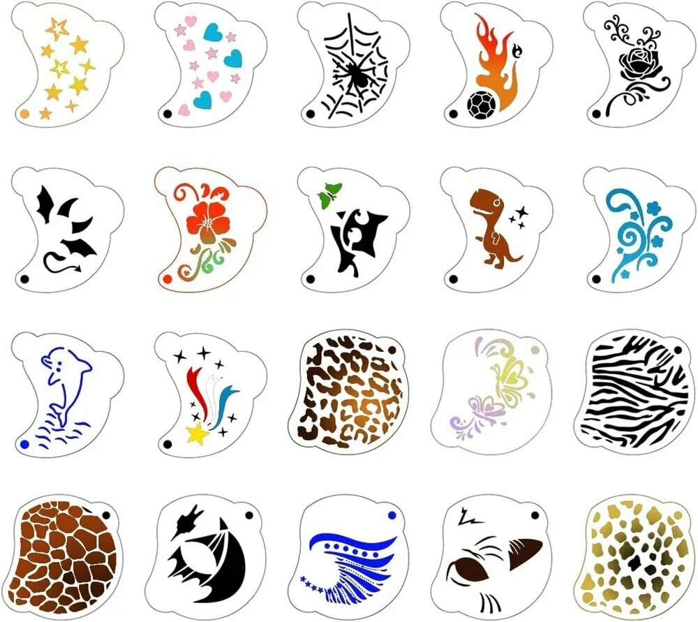 Трафареты для рисования на лице Depvision, 20 штук, маленькие детей глаз и щек