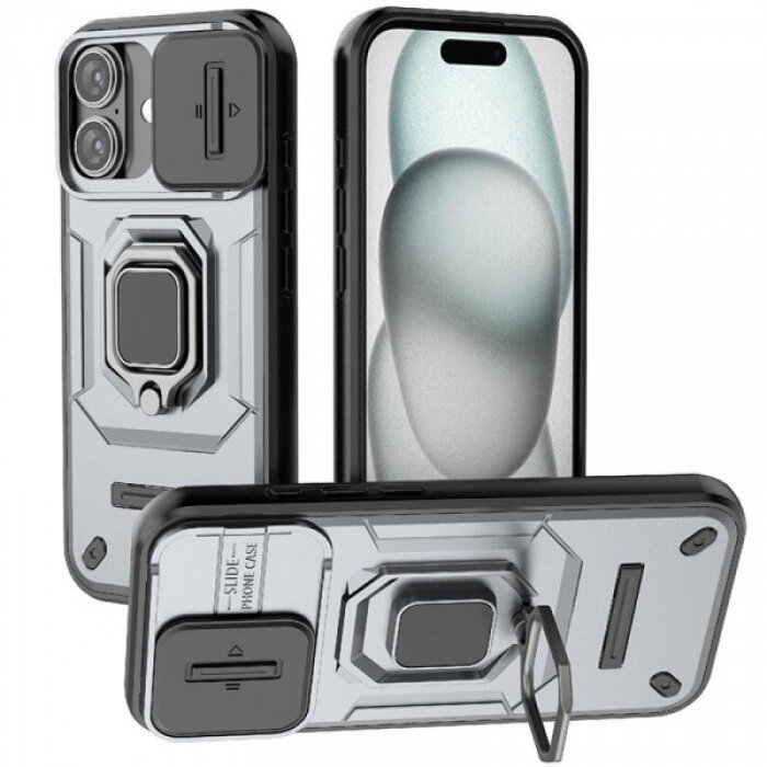 Transformer Ring Holder Противоударный чехол с кольцом и шторкой камеры для iPhone 17