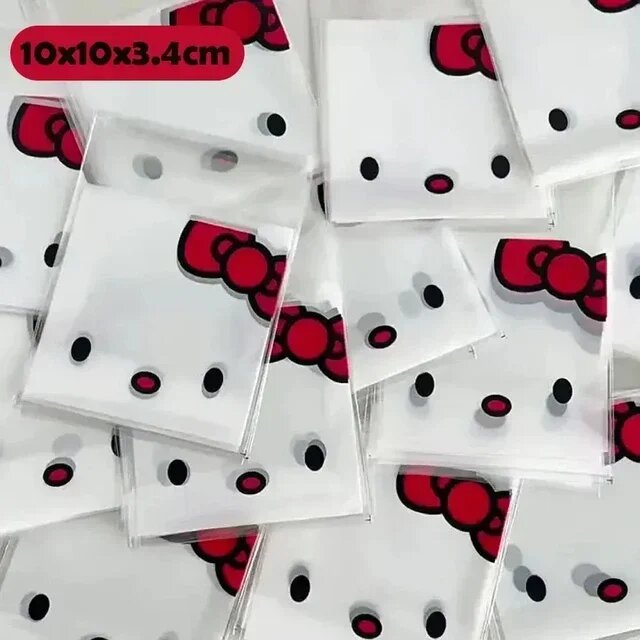 Набор из 100 многоразовых пакетов Sanrio Hello Kitty с принтом Hello Kitty, многоразовые пакеты для хранения в картонной упаковке в форме звезды, многоразовые пакеты для печенья и конфет.