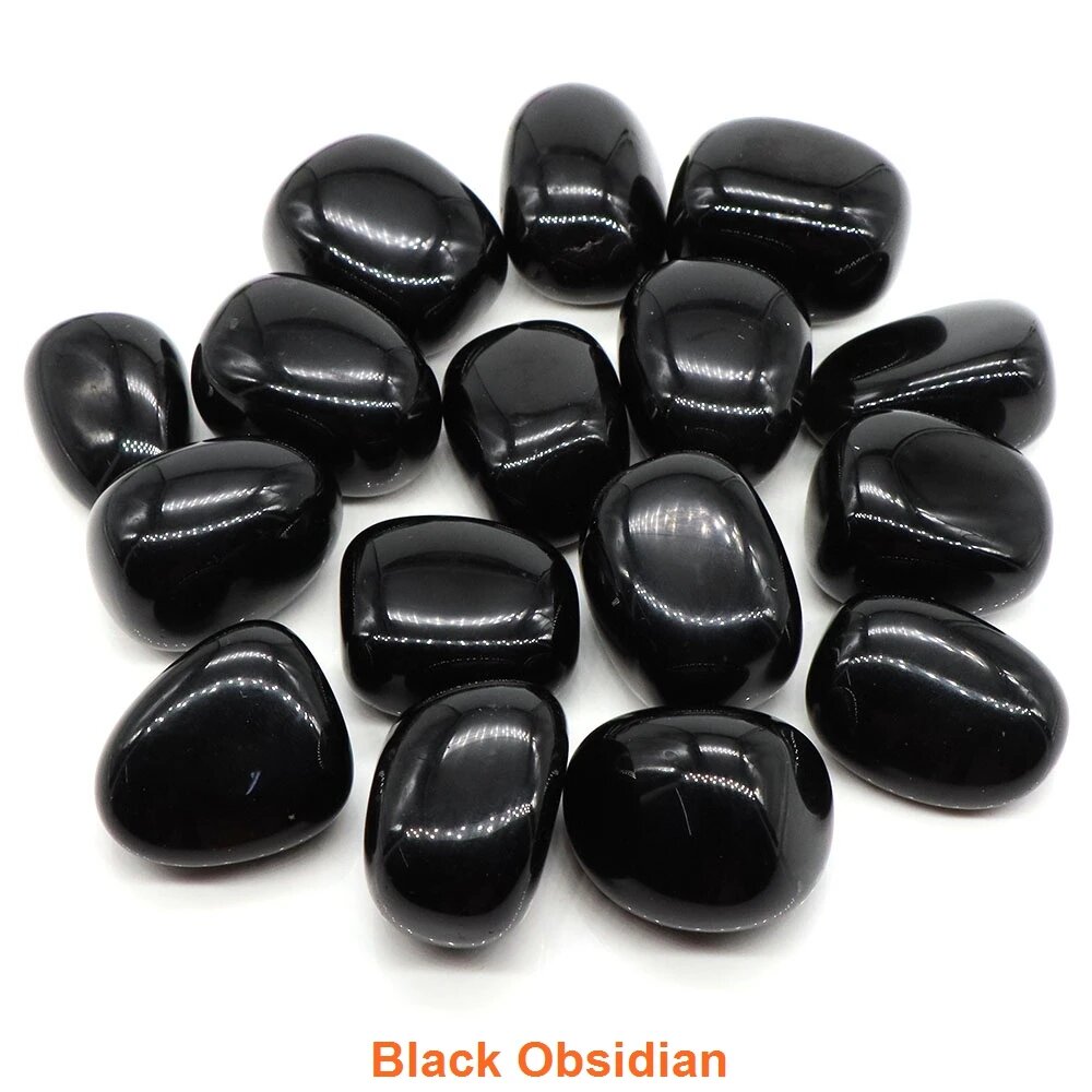 Океанский синий обсидиан, галтованные камни Черный, 1000g, Black Obsidian