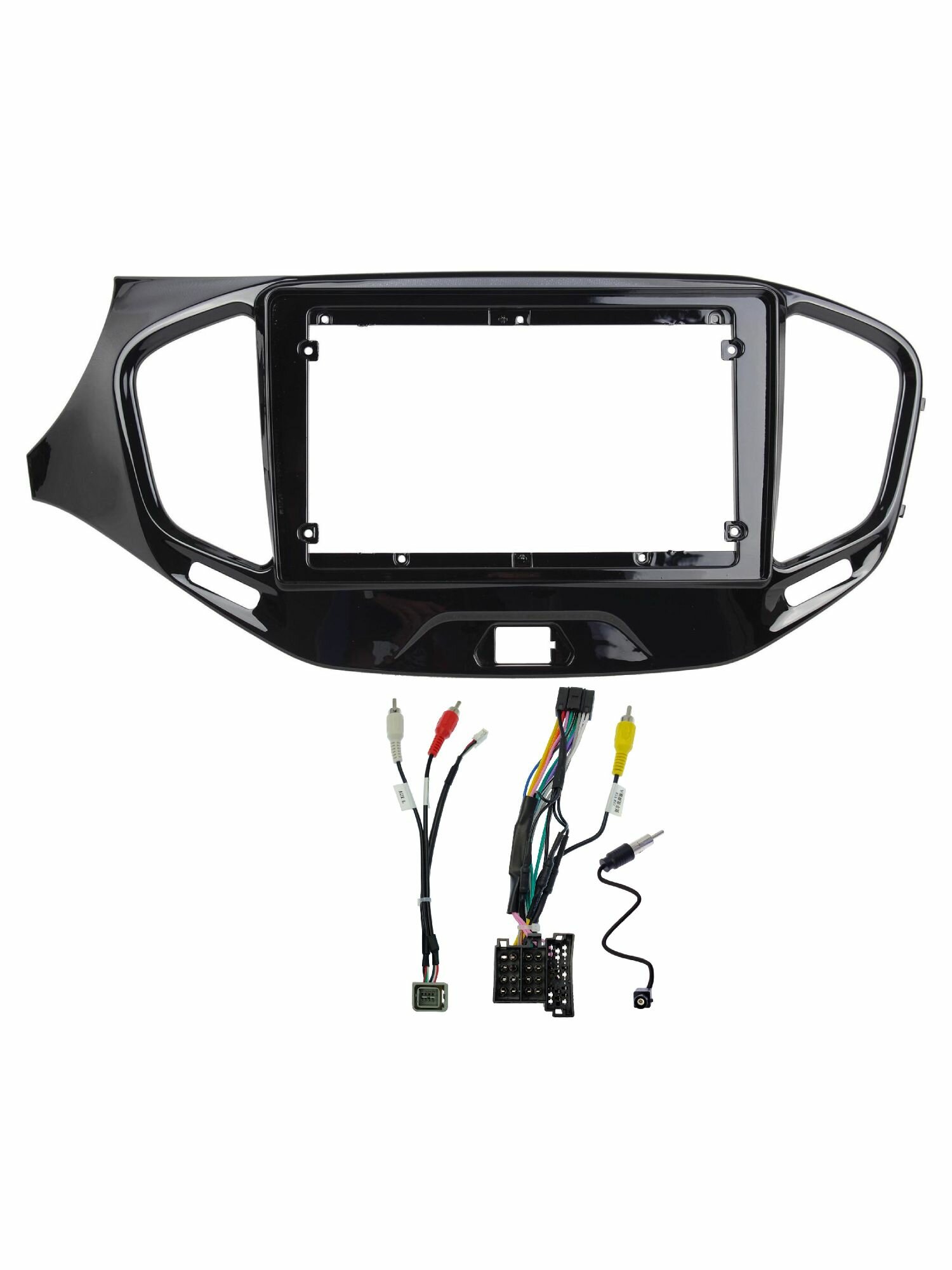 Рамка переходная Лада Веста (Lada Vesta) 2015+ для авто без камеры +проводка для 9" магнитолы / Wide Media