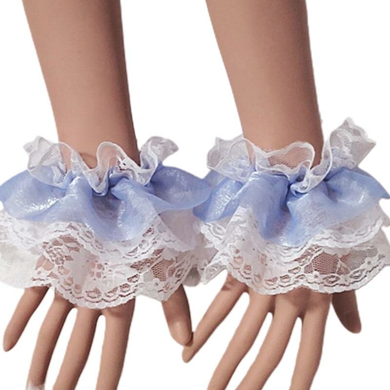 Перчатки, Короткий Кружевной Рукав Для Рук "Лолита"-Синий