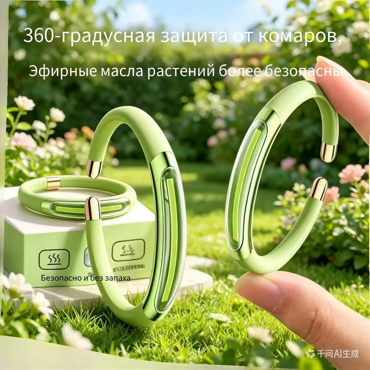 Детский браслет от комаров "Youpin", каучуковый ремешок, пластик, влагозащищенный