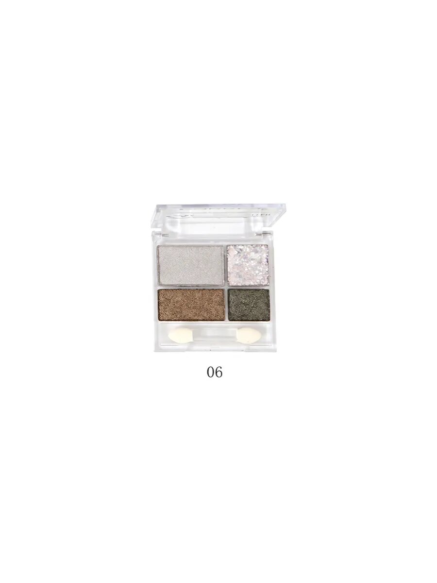 Палетка теней для век 4 цвета Eyeshadow & All Over Glitter, тон 06