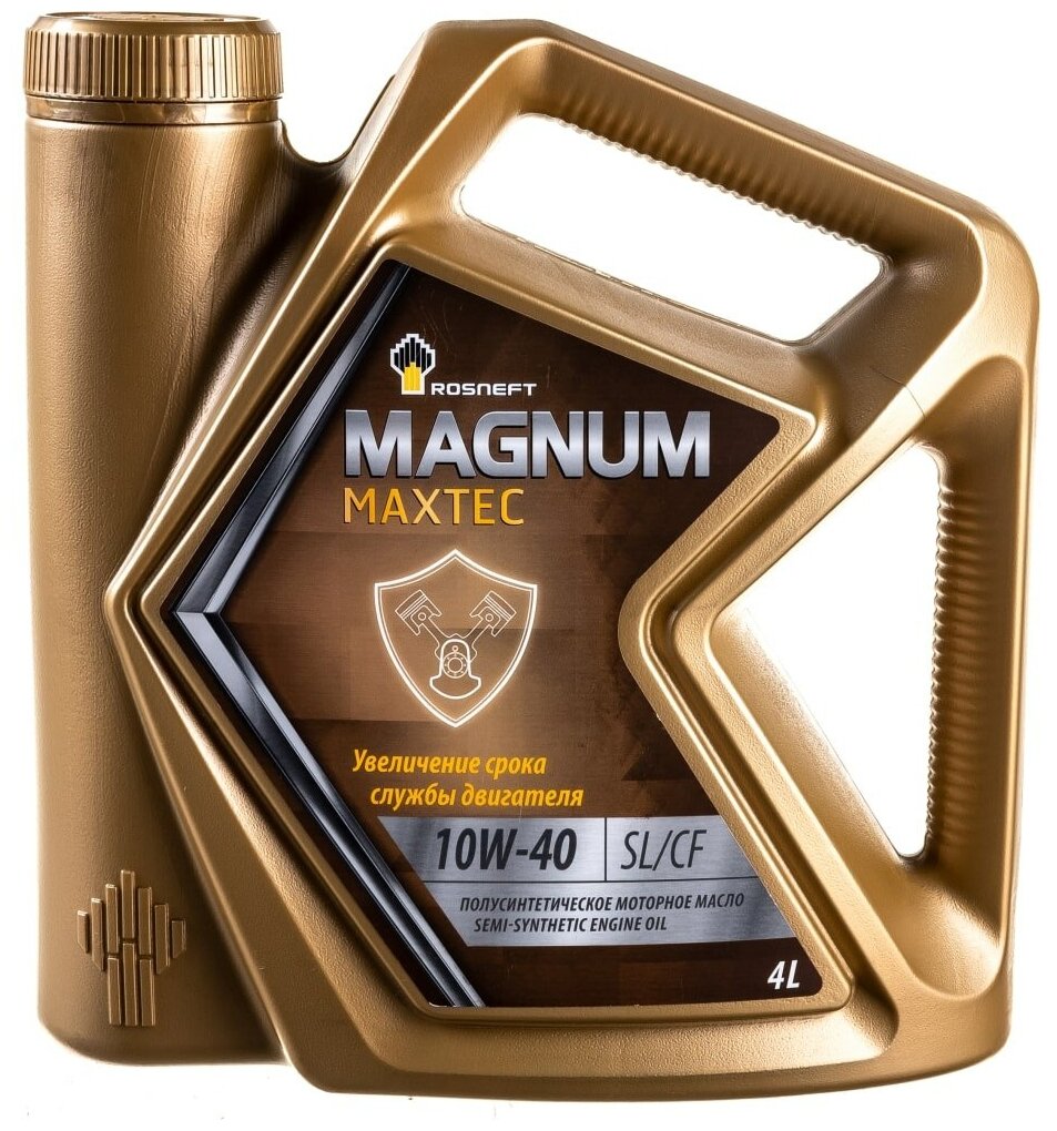 Полусинтетическое моторное масло Роснефть Magnum Maxtec 10W-40 SL-CF канистра 4 л, применения
