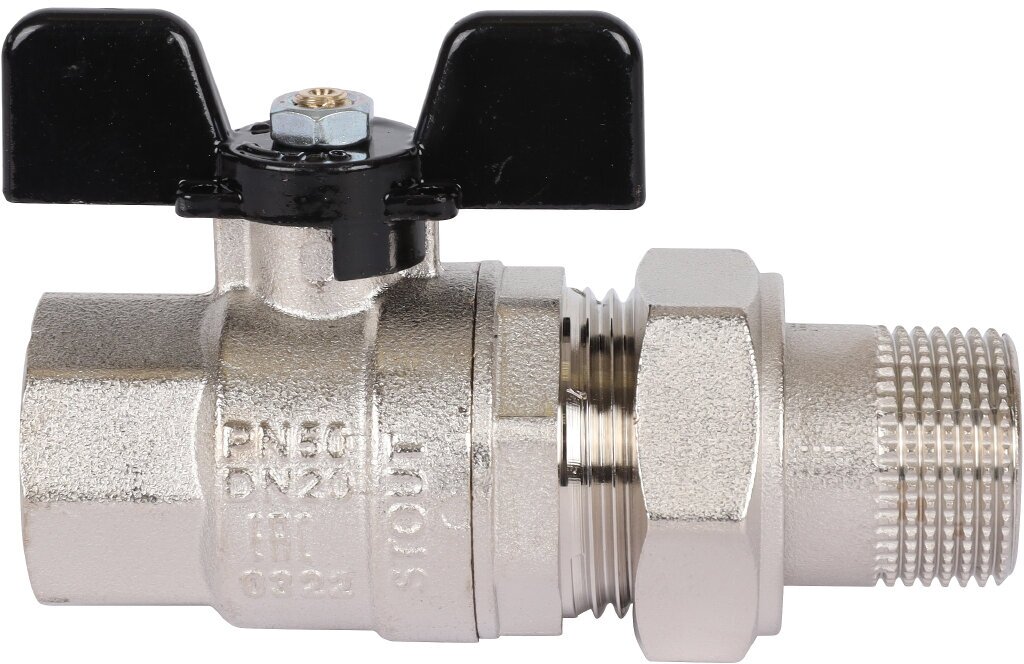 Кран шаровой 3/4", с американкой, никелированный, STOUT | SVB-0007-000020