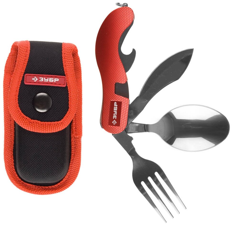Походный набор ЗУБР Турист 4 в 1 с вилкой и ложкой 105 м 47782
