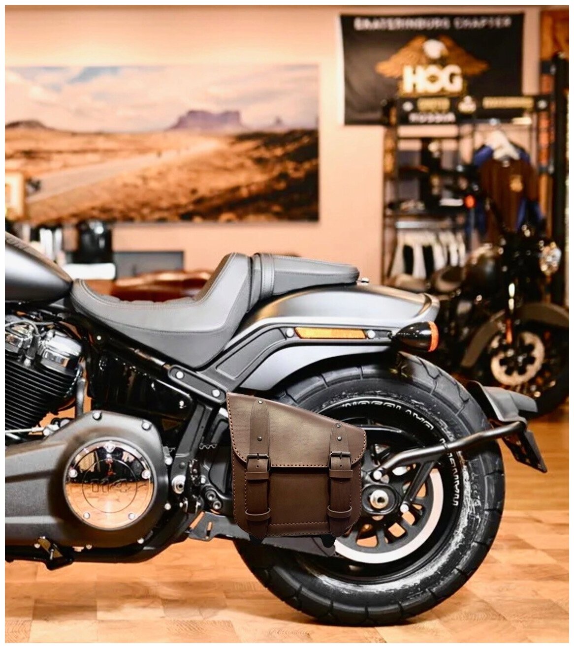 Кофр на маятник Harley Davidson Softail (коричневый)