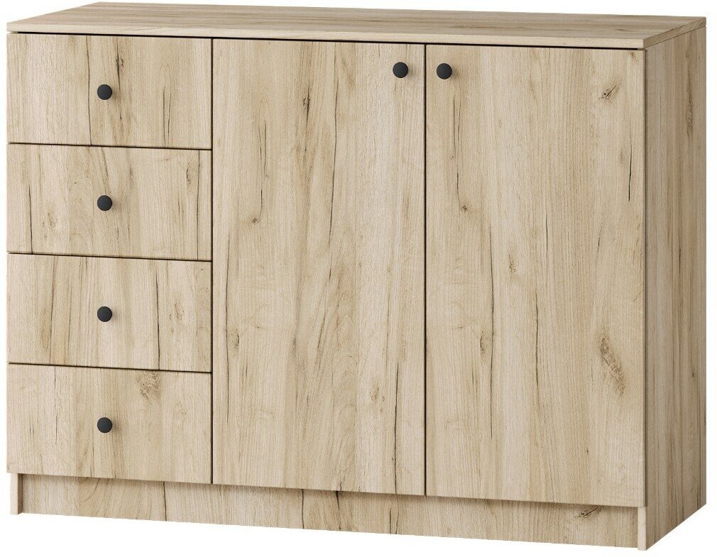 Комод для одежды Бард 8.2, Легкомаркет, ЛДСП, цвет дуб крафт серый, 140х89х50, 4 ящика/двери