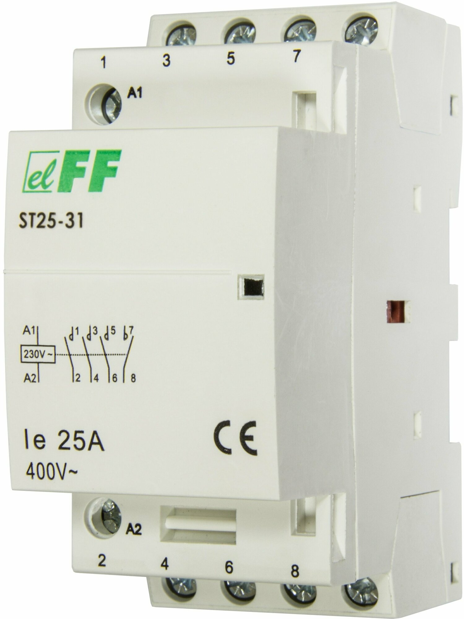Контактор 25A 220V ST25-31 контакт 3NO+1NC, потребляемая мощность 4,0Вт, размер 2 модуля