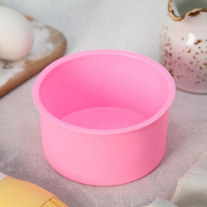 Форма для выпечки «Круг», 10*6 см, цвет розовый