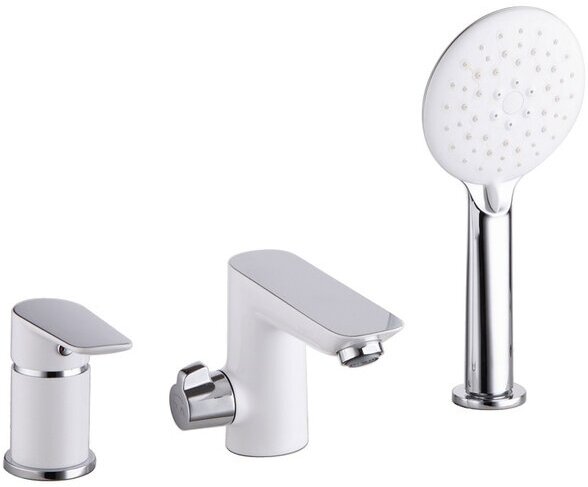 Смеситель Iddis (Иддис) на борт ванны 3 отверстия с керамическим дивертором Cloud белый глянцевый/хром CLOSB30i07