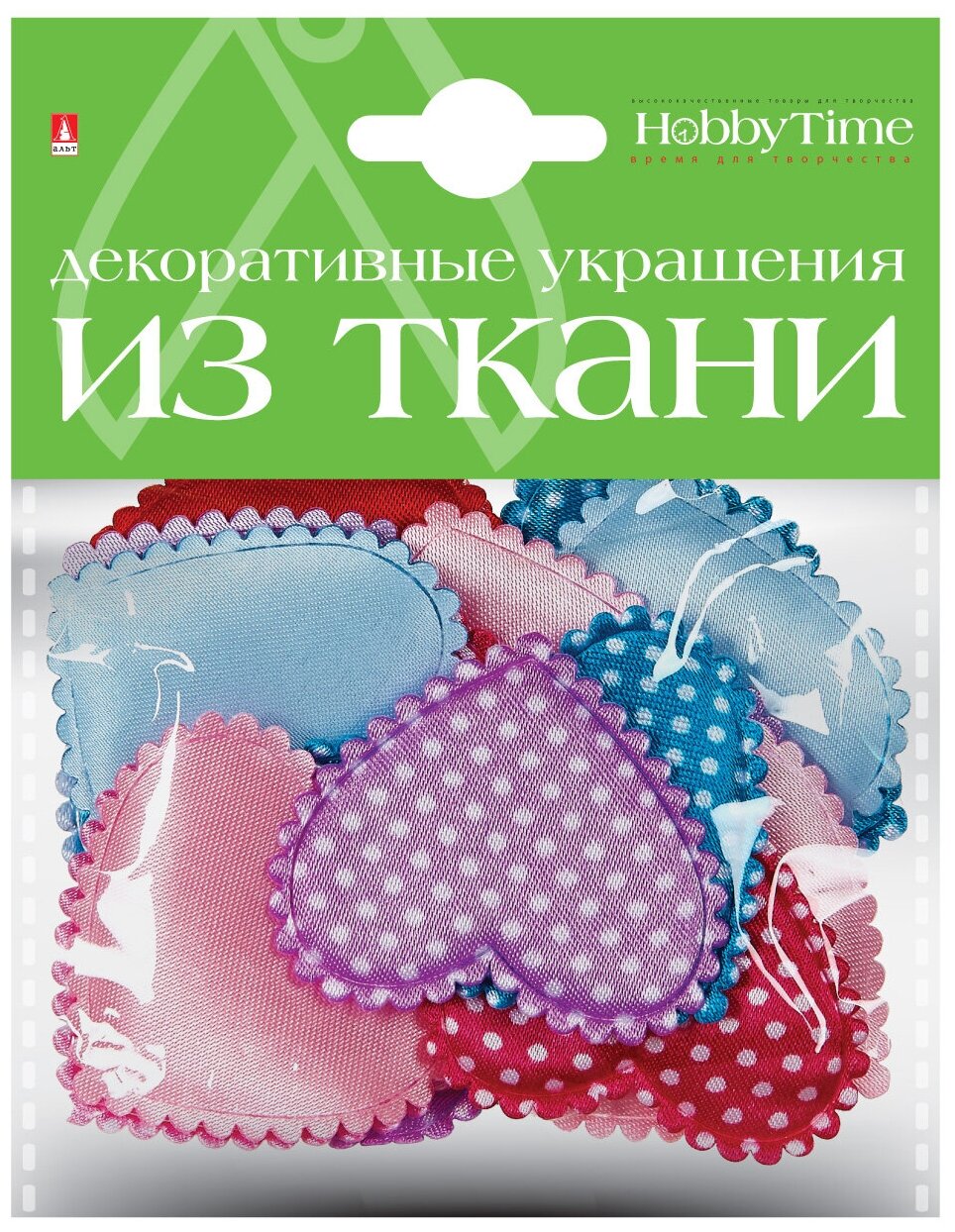 Декор из ткани, Набор №5 "сердечки L" ( 4 вида )