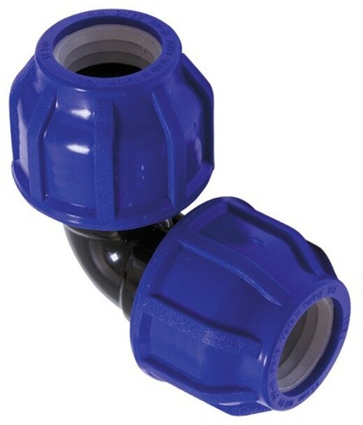 Угольник ПНД 32, HDPE 90° прямой угол для трубопроводной сети водоснабжения и канализации