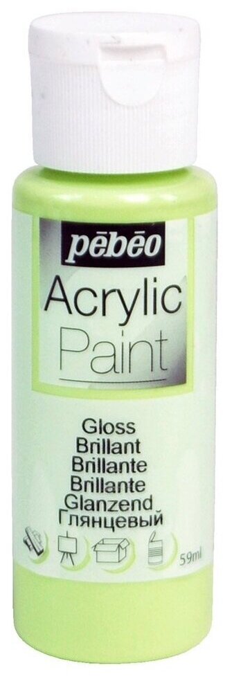 Краски акриловые PEBEO Acrylic Paint декоративная глянцевая 59 мл 097857 зеленый нежный