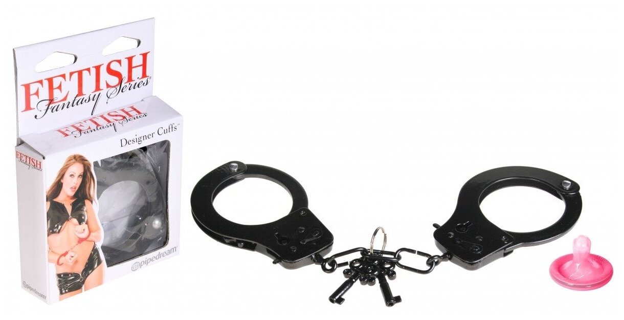 Черные металлические наручники Designer Cuffs
