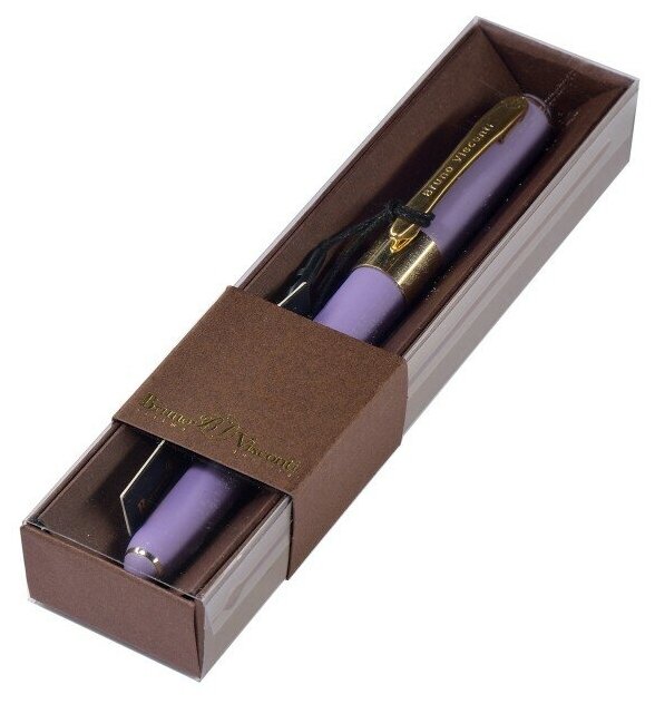 Ручка в футляре "MONACO" шариковая 0.5 ММ, синяя (лавандовый корпус, коричневая коробка)