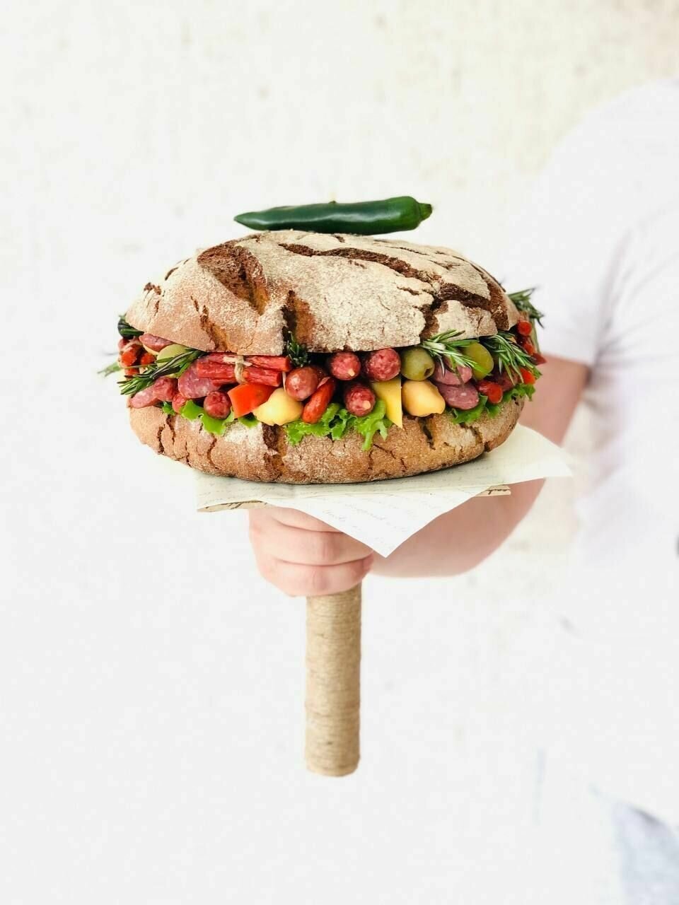 Бургер букет мужской с колбасой, Подарок мужчине