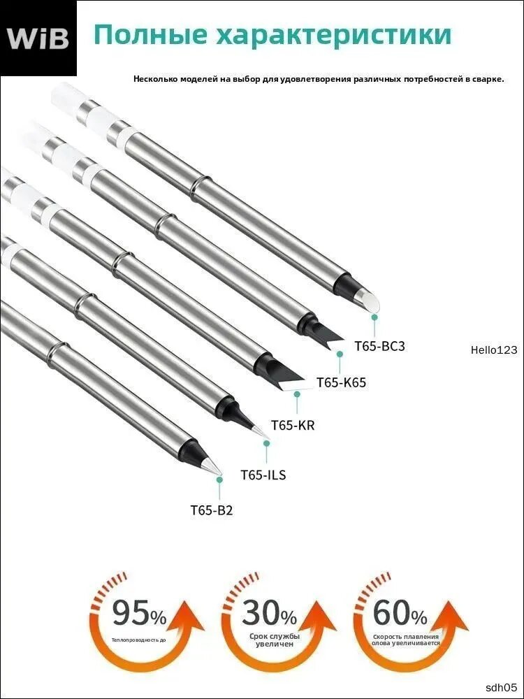 WIB Жало для паяльника HS01-5PCS (GVDA, SH72, XIAOMI RGS65, T65)