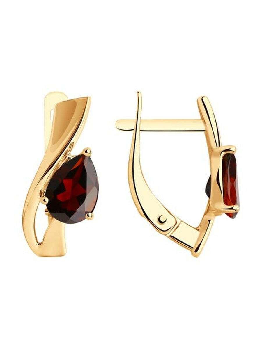 Серьги, красное золото, 375 проба, гранат