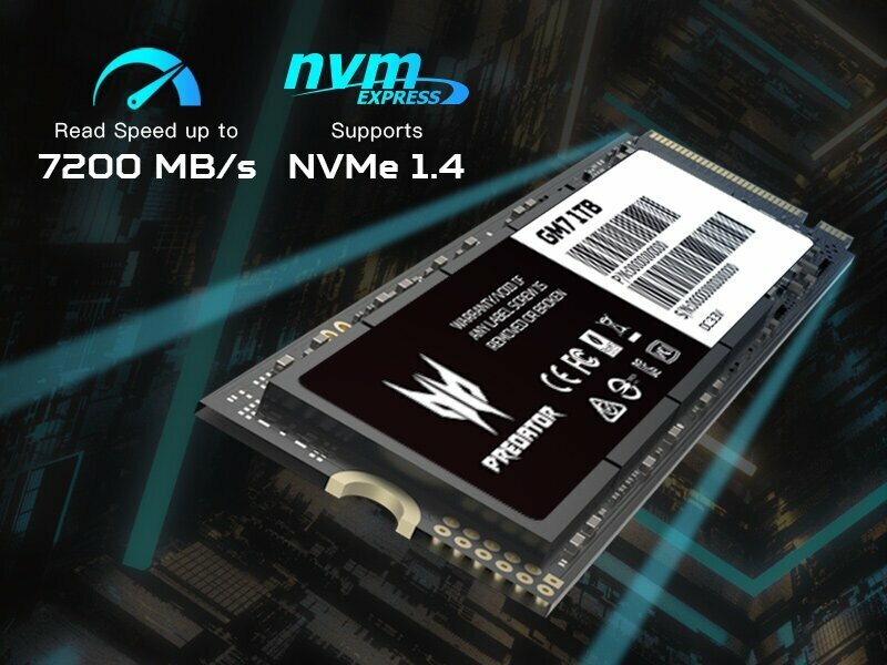 Накопитель SSD Acer Predator M.2 2280 NVMe 1.4 PCIe Gen4х4 GM7-2Tb 7200/6300 мб/с BL.9BWWR.119