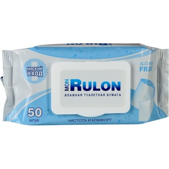 Влажная туалетная бумага Mon Rulon с клапаном, 50 шт