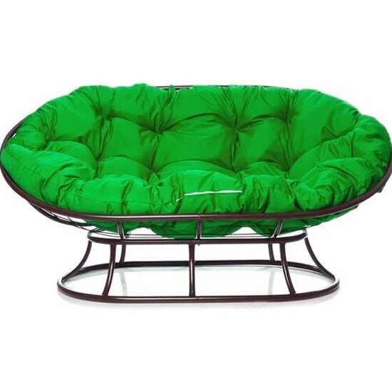 Диван садовый M-group Мамасан без ротанга коричневый+зеленая подушка