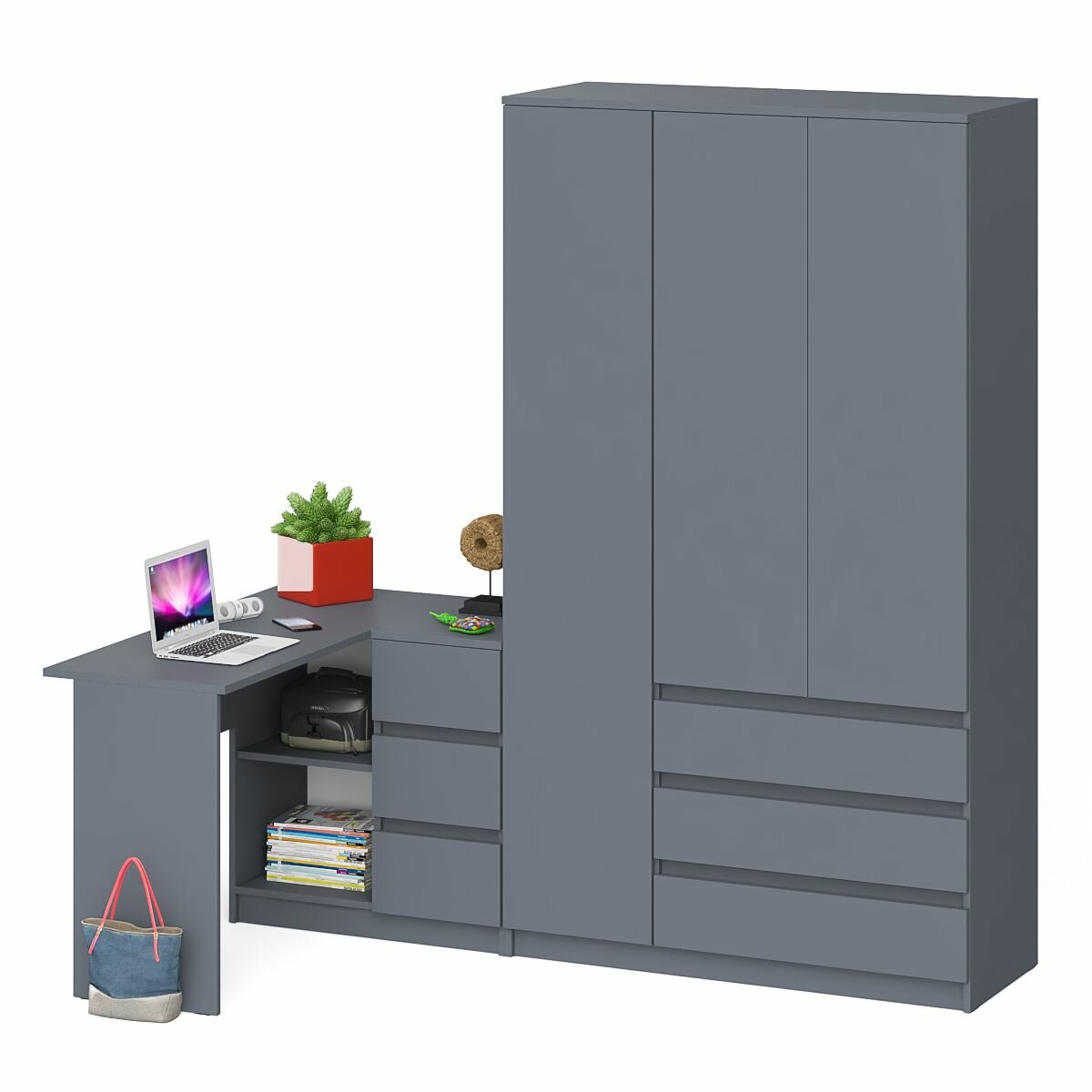 Угловой компьютерный стол для дома 245см графит Спасибо-Мебель