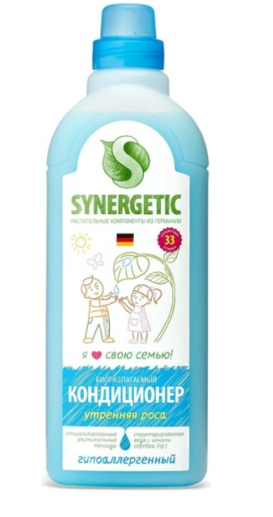 Кондиционер-ополаскиватель для белья Synergetic Утренняя роса, 1 л