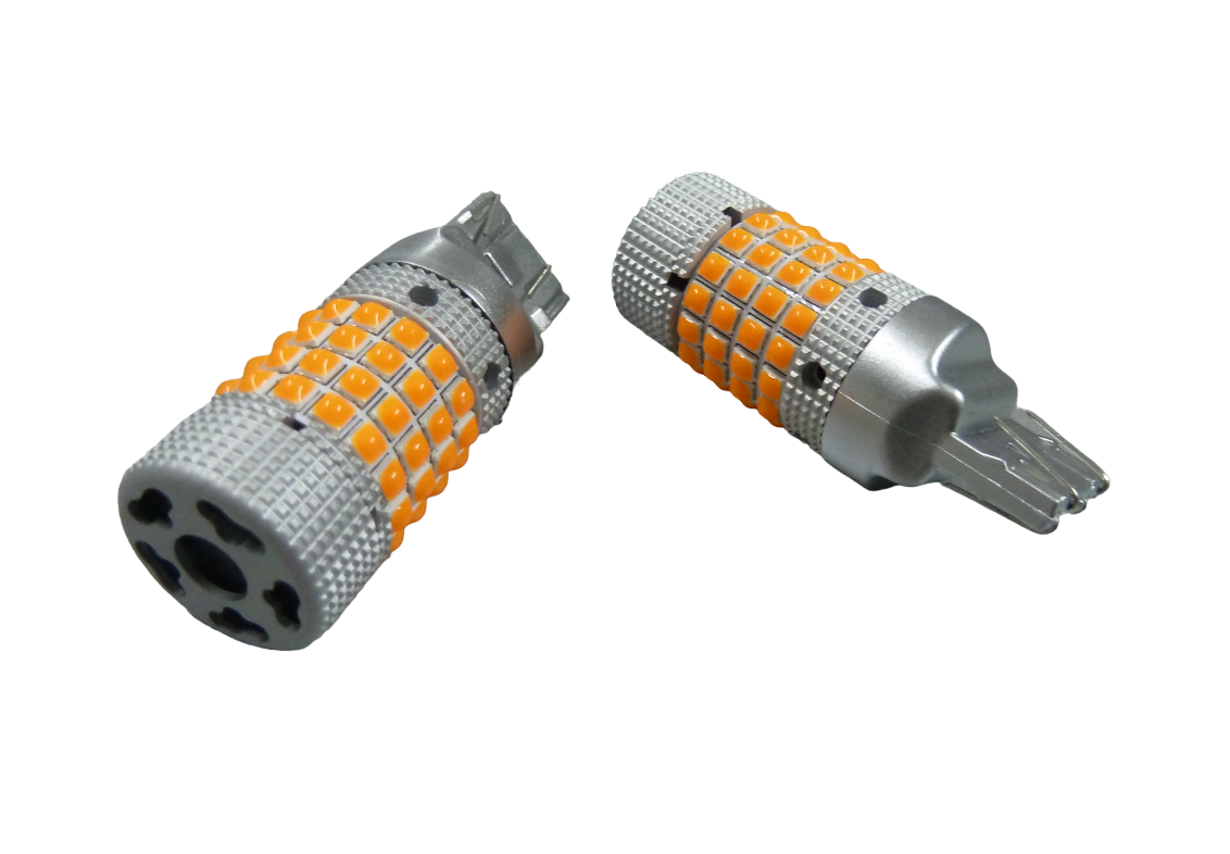 Светодиоды Zumato 7443Y-60 CAN (чипы 3030) Yellow 18/6W 12-24V с кулером (W21/5W) - 2 шт.