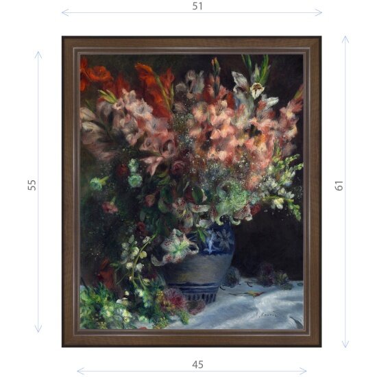 Картина Декор Депо Пьера Огюста Ренуара Гладиолусы в вазе Матовая бумага в раме без стекла 61х51 см