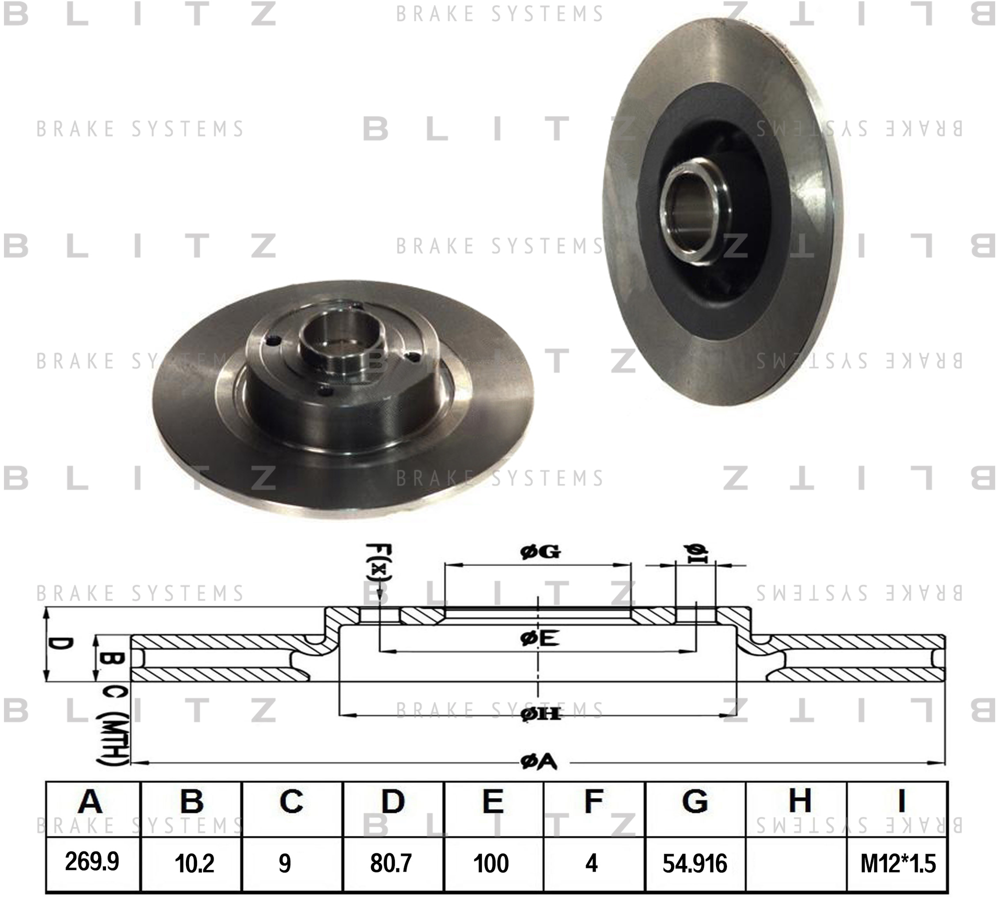 BLITZ BS0208 диск тормозной\ Renault (Рено) Megane (Меган) II 1.6-2.0i / 1.5-2.0dci 03