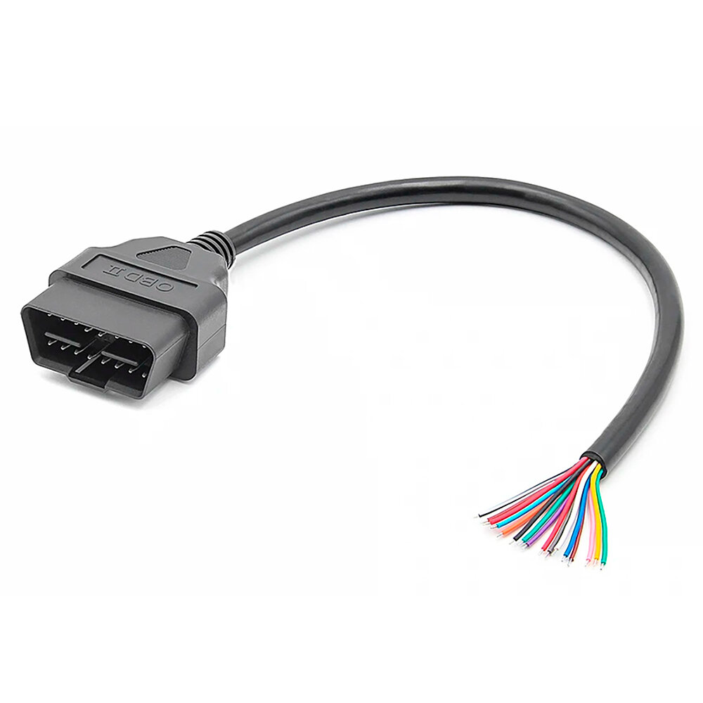 Удлинитель OBD2 16 pin папа с проводами 30см