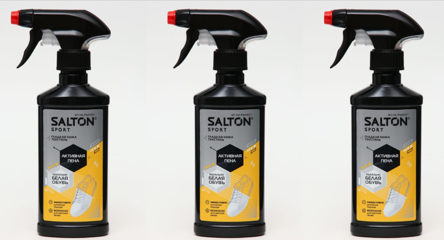 Salton Sport Активная пена White Express для очищения белой обуви, подошв и рантов, 200мл, 3 уп