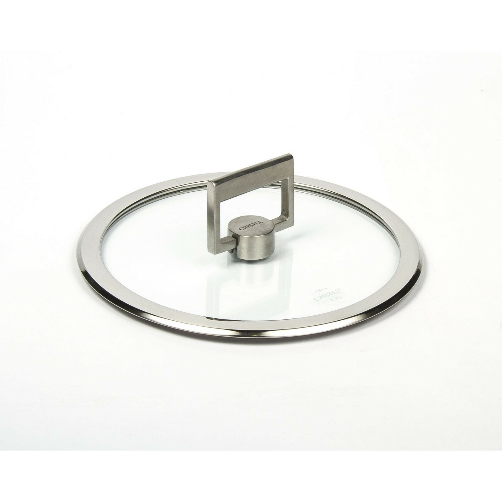 Крышка Стрейт-фикс, плоская из стекла, 18 см, с ручкой, K18SF, CRISTEL