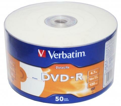 Диск DVD-R VERBATIM 4.7Gb 16x bulk (50шт) Printable (43793)