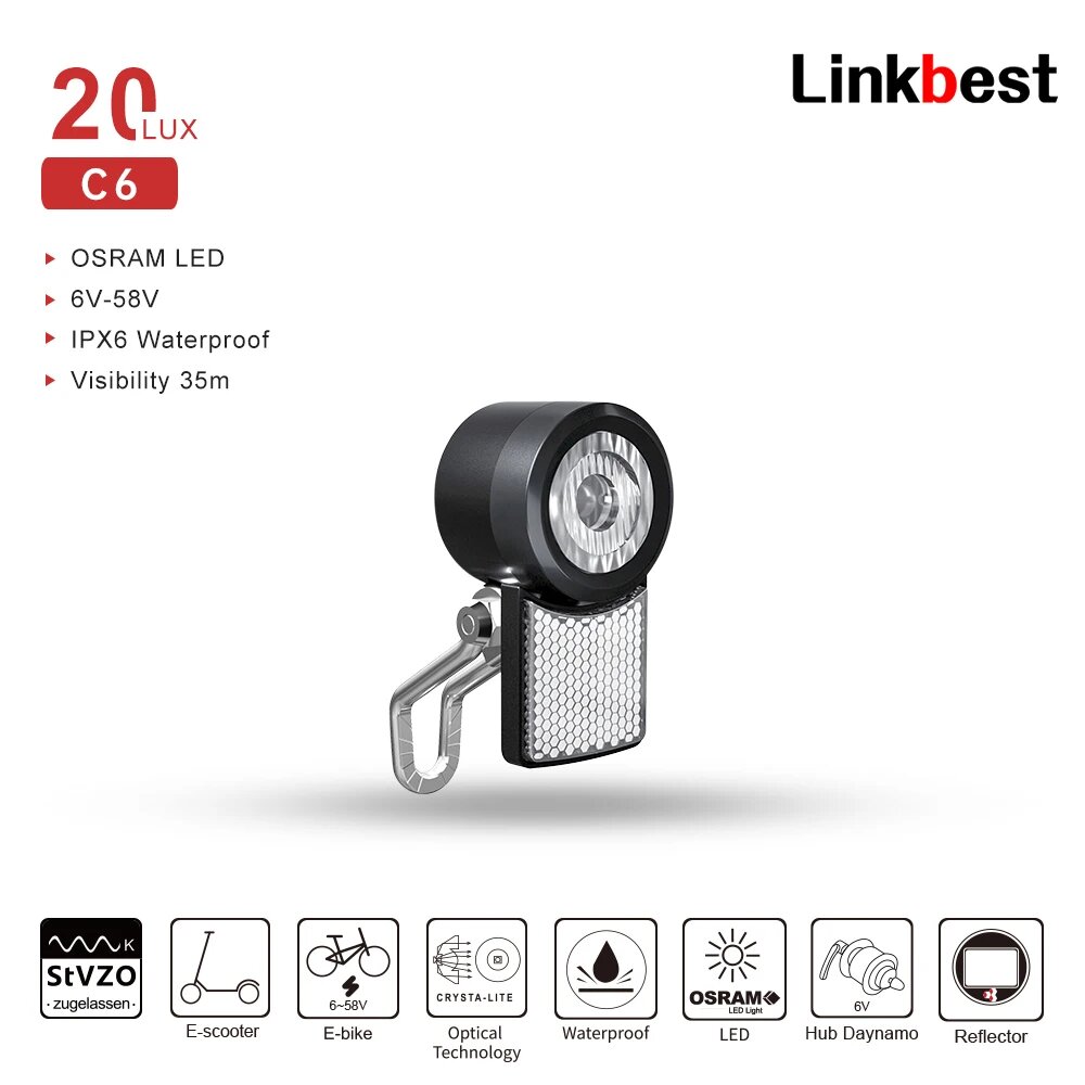 Фара Linkbest для электровелосипеда 20 люкс